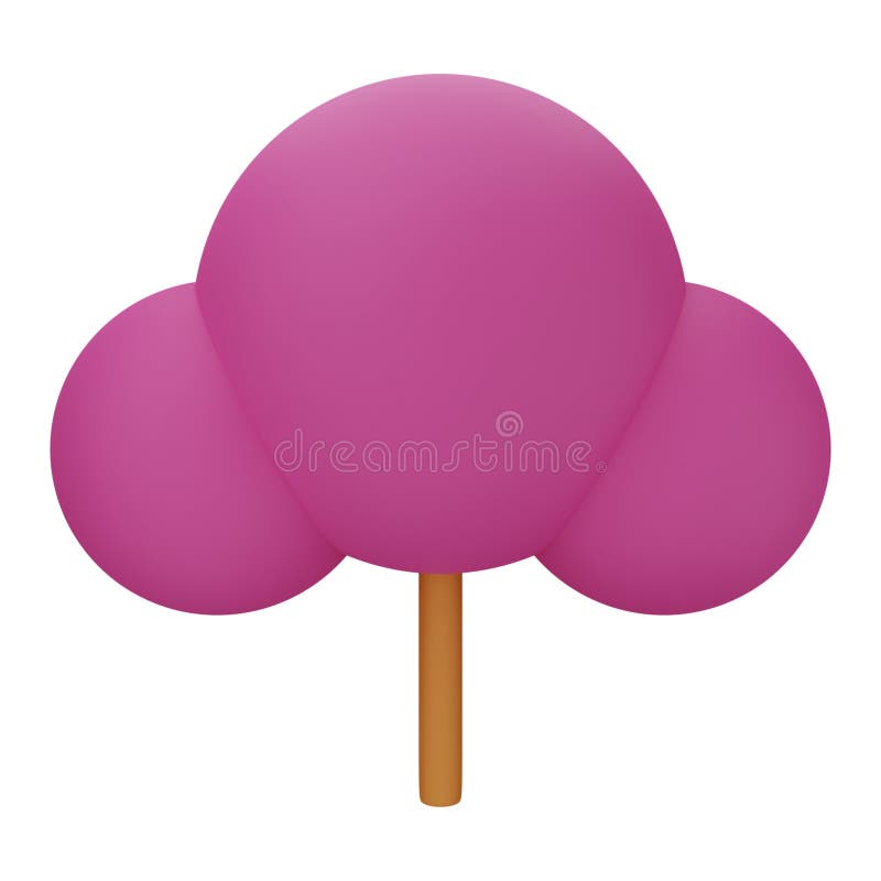 Pink Tree 3D Illustration Isolated on White Background Stock ...