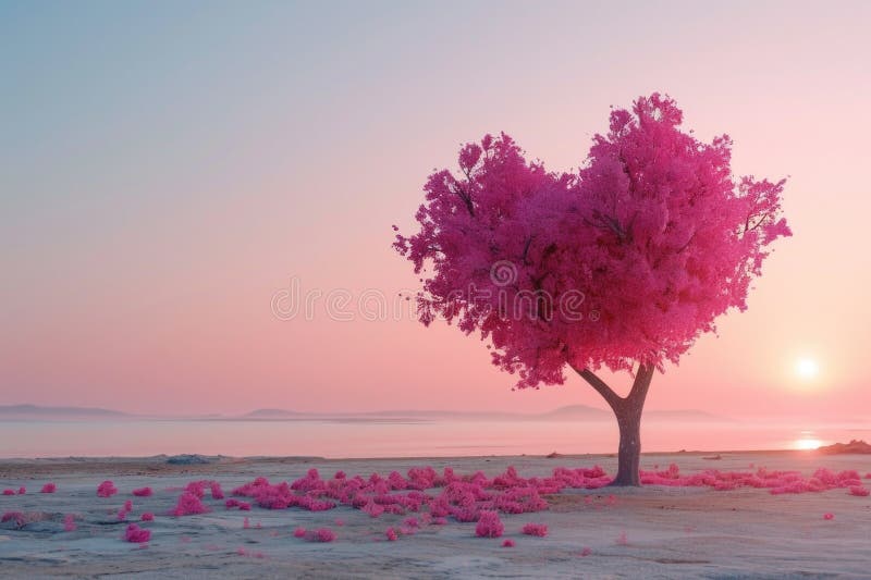 Pink Tree in Field stock image. Image of scenic, field - 374869645