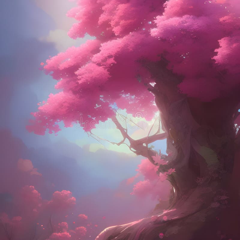 Pink tree stock illustration. Illustration of tree, screenshot - 271076715