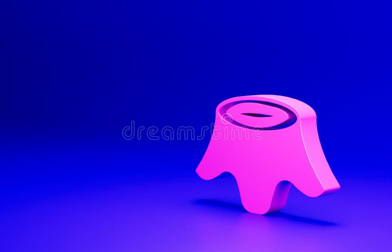 Pink Tree Stump Icon Isolated on Blue Background. Minimalism Concept ...