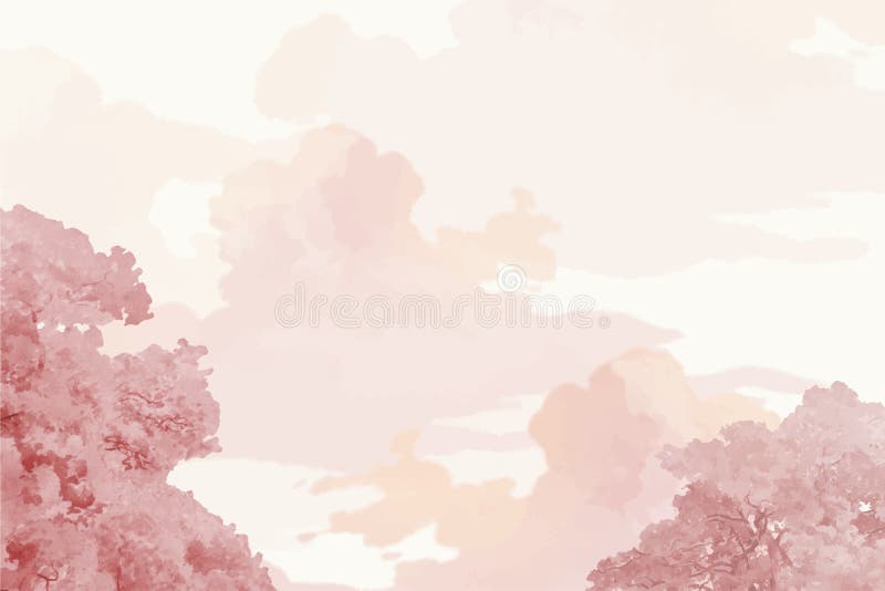 Pink Trees and Sky Banner Vector Stock Vector - Illustration of leaves ...