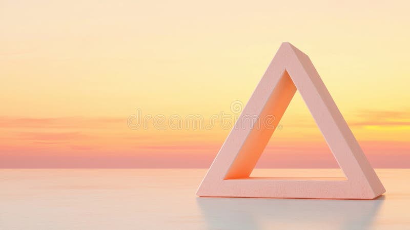 A Pink Triangle with a Hollow Center Sits on a White Surface Against a ...