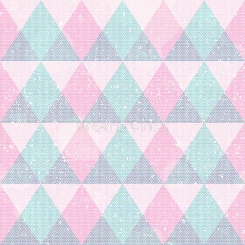 Pink Triangles Seamless Pattern with Grunge Effect Stock Vector ...