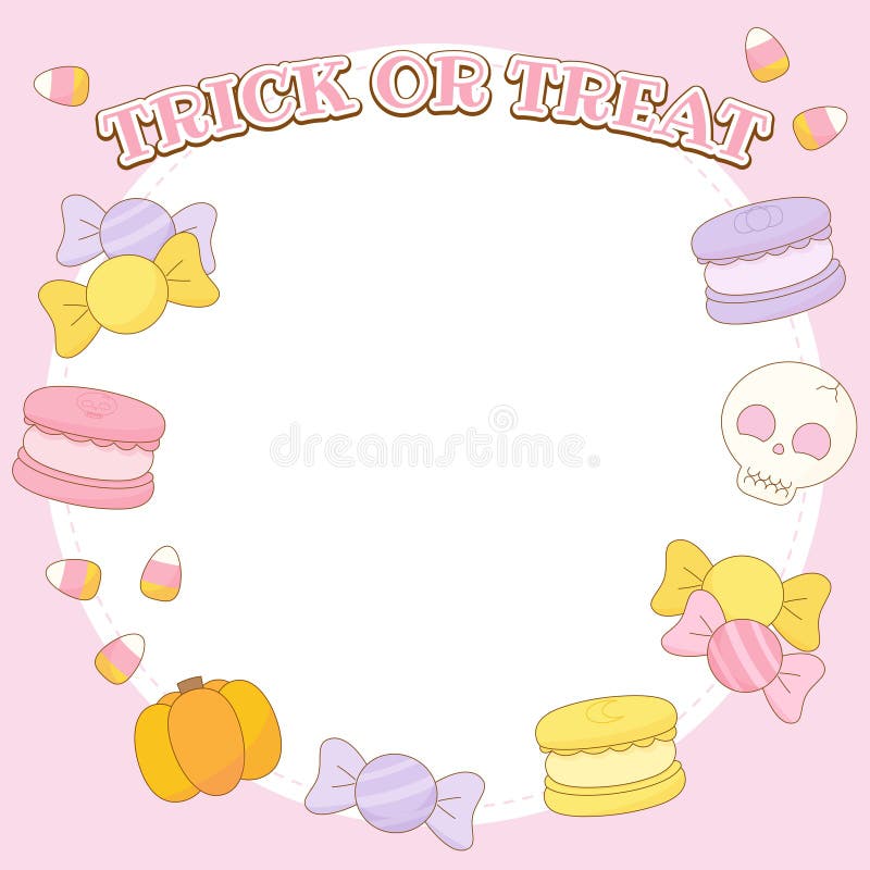 Pink Trick or Treat Candy Frame 1 Stock Vector - Illustration of ...