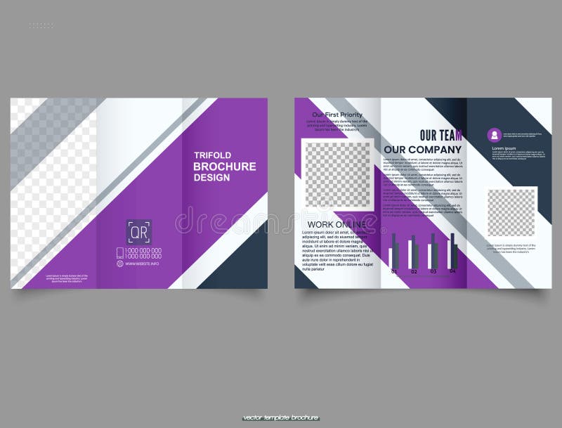 Pink Trifold Brochure with Lines. Vector Illustration Stock Vector ...