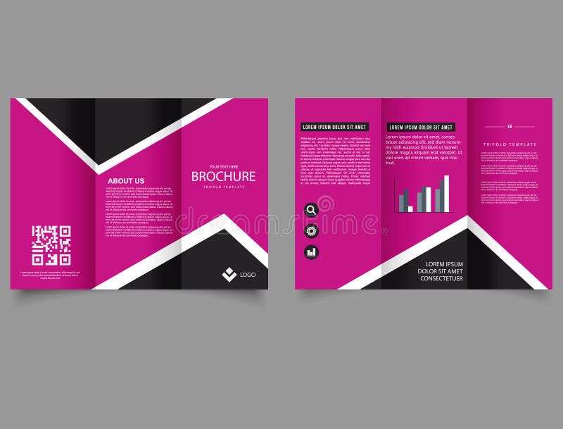 Pink Trifold Brochure with Triangles. for Business Stock Vector ...