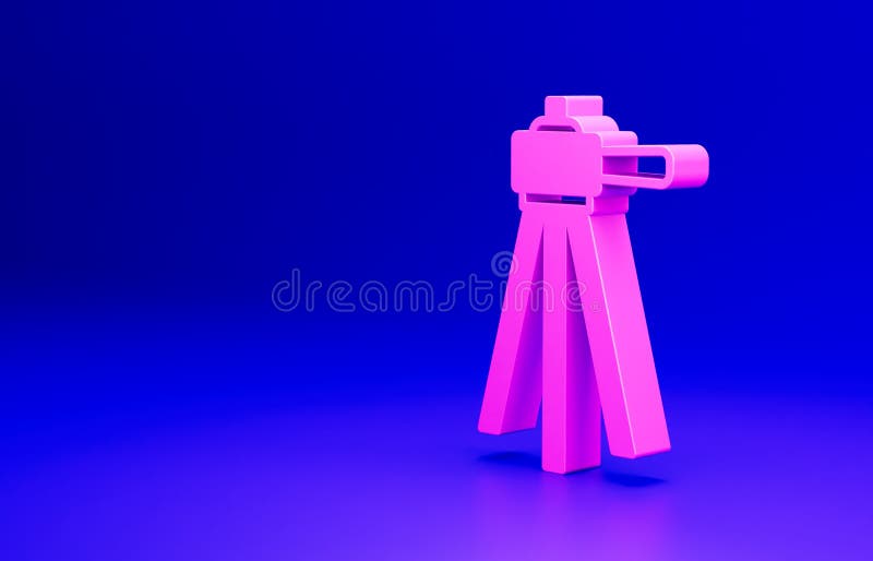 Pink Tripod Icon Isolated on Blue Background. Minimalism Concept Stock ...