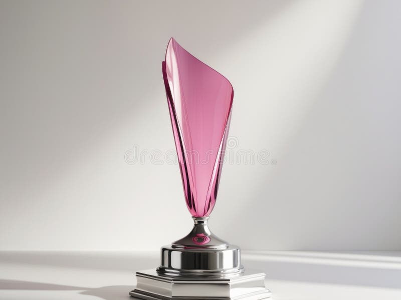 Pink Trophy on a Podium - Award Winning Design. Stock Image - Image of ...