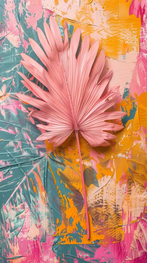 Pink Tropical Leaf on Colorful Abstract Background Stock Photo - Image ...