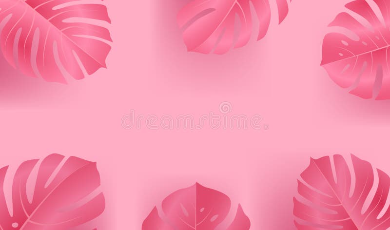 Pink Tropical Leaves on a Soft Gradient Background Botanical Nature ...