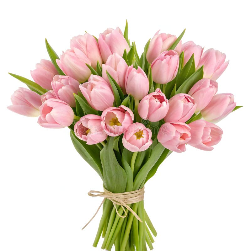 Pink Tulip Bouquet Isolated on Transparent Background Stock ...