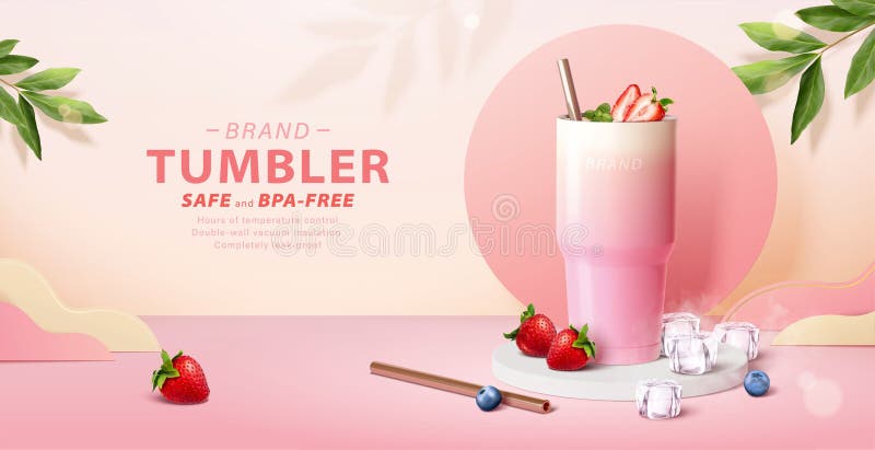 Pink tumbler banner ad stock vector. Illustration of cold - 304411020