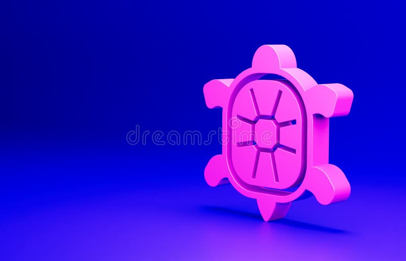 Pink Turtle Icon Isolated on Blue Background. Minimalism Concept Stock ...
