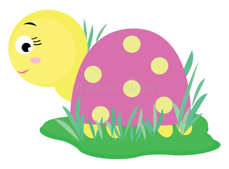 Pink Turtle Vector Flat Illustration. Cute Cartoon Character. Sea ...