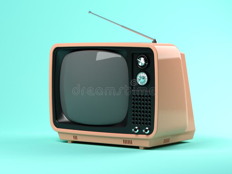 Pink Tv on Blue Background 3D Illustration Stock Illustration ...