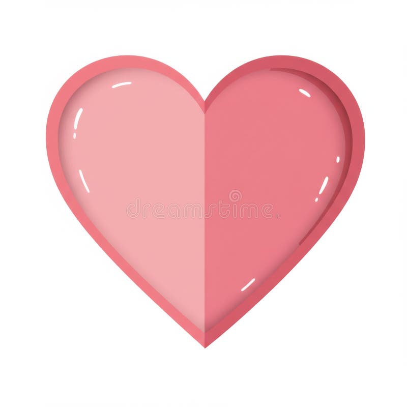 Pink Two Tone Heart Illustration Stock Illustration - Illustration of ...
