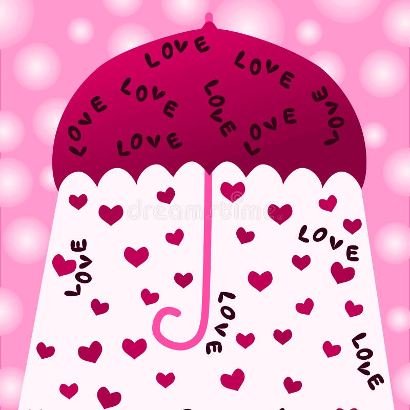 Umbrella Valentines Day Card Stock Illustration - Illustration of ...