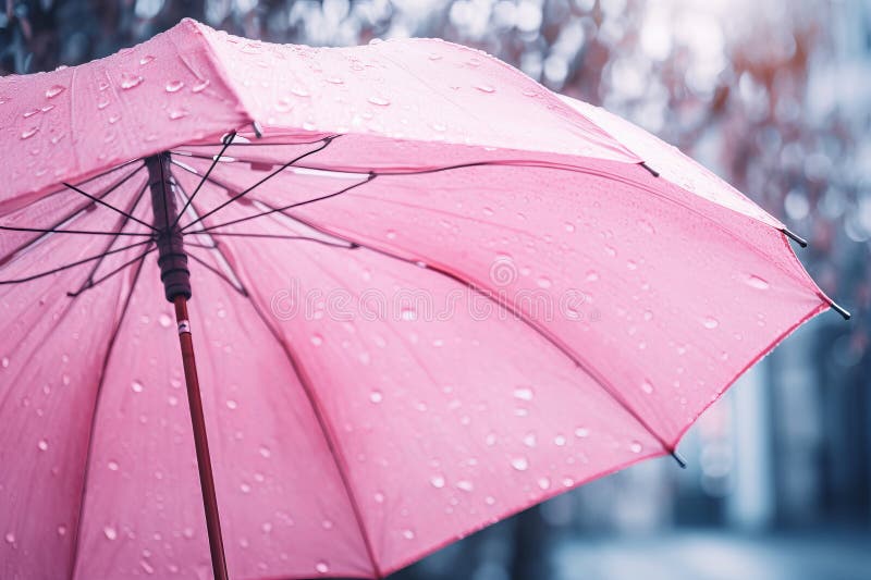 Pink Umbrella Under The Rain Stock Illustration Illustration Of