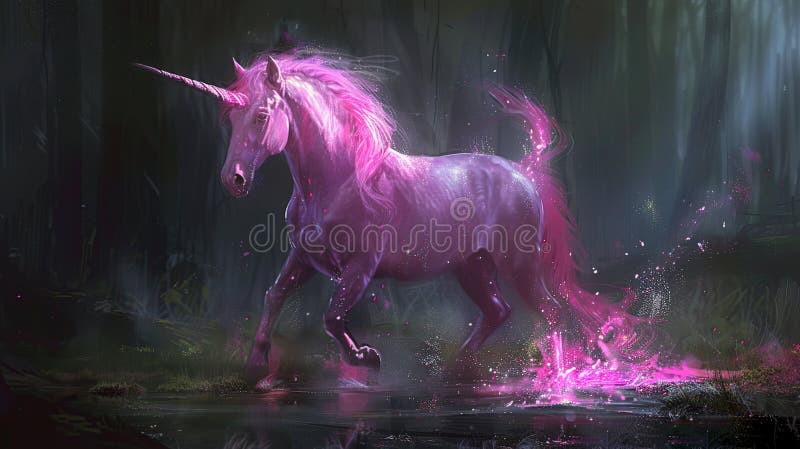 Pink Unicorn, Fairy Tale Creature . Generative Ai Stock Illustration ...