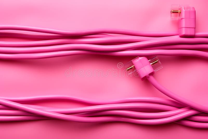 Pink USB Cable Isolated on Pink Background. Top View Stock Illustration ...