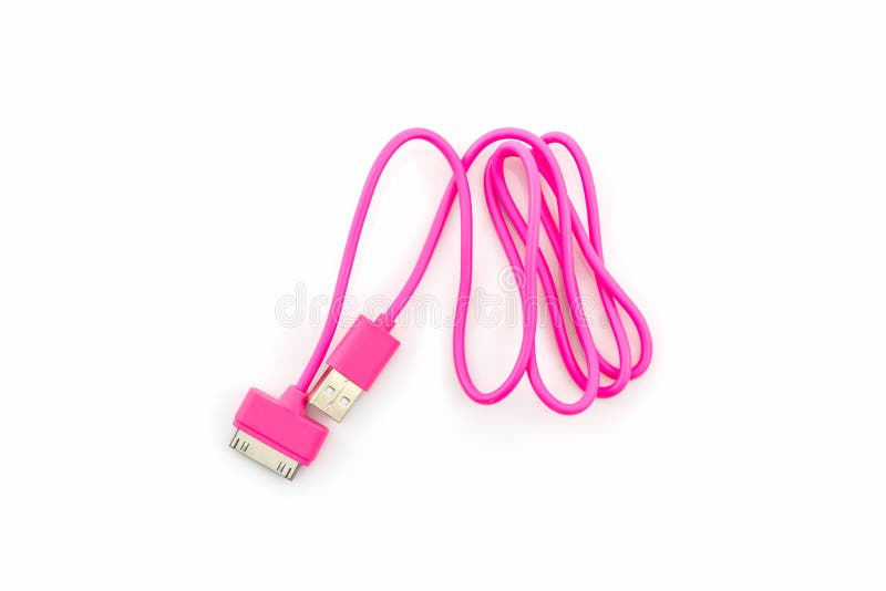 Pink USB Cable for Smartphone. Stock Photo - Image of macro, cord: 64062528