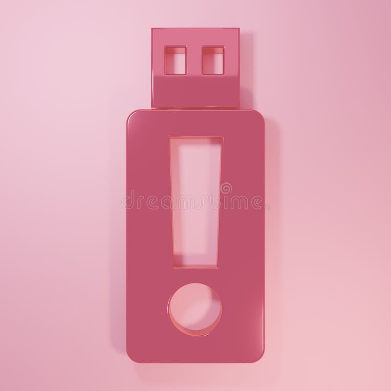 Pink USB Flash Drive Icon Isolated on Pink Background. Minimalism ...