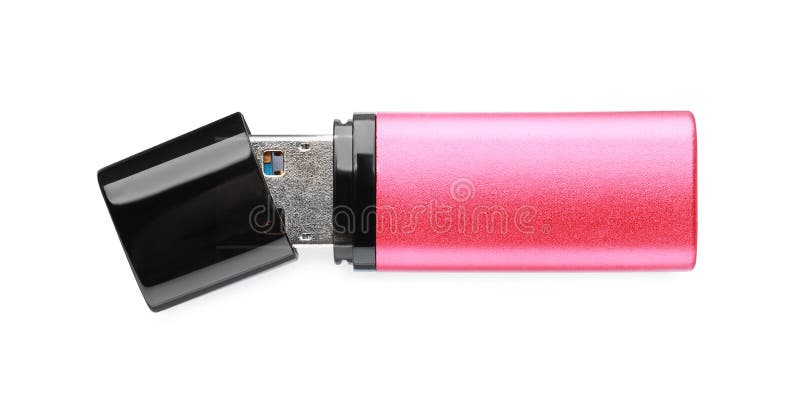 Pink Usb Flash Drive Isolated on White Stock Photo - Image of plug ...