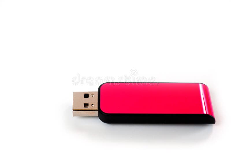 A Pink USB Flash Drive with a Plastic Case, Shot Against a White ...