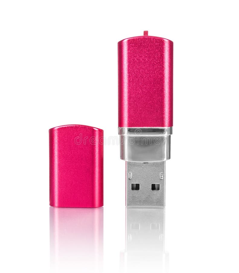 Pink USB Flash with a Reflection Stock Image - Image of plug, device ...