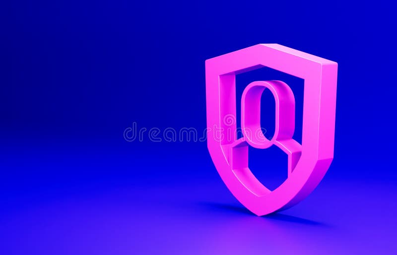 Pink User Protection Icon Isolated on Blue Background. Secure User ...