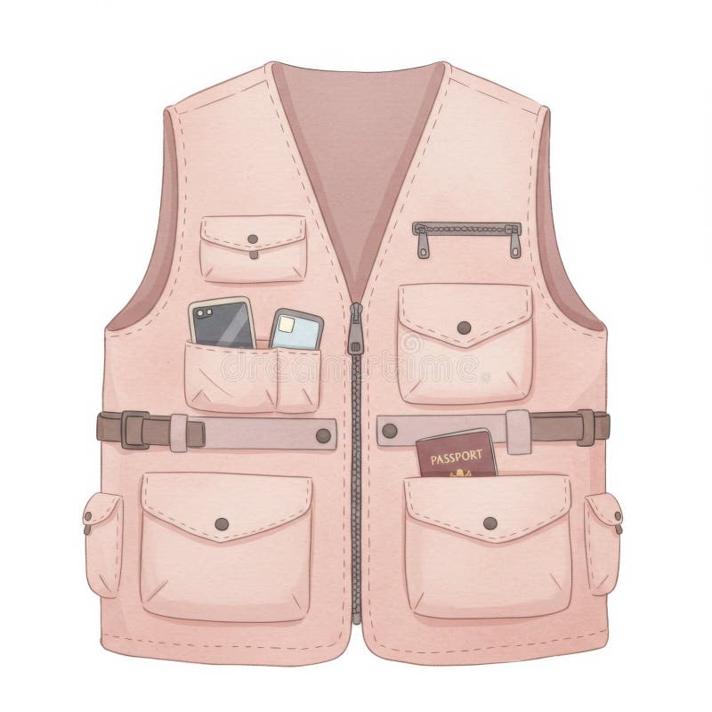 Pink Utility Vest with Multiple Pockets and Smartphone Stock ...