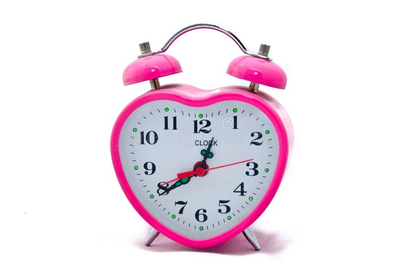 Pink Valentine Alarm Clock - in the Form of Heart Isolated Stock Image ...