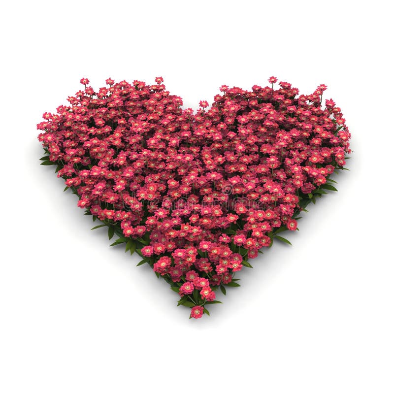 Pink Valentine Heart with Flowers Stock Illustration - Illustration of ...