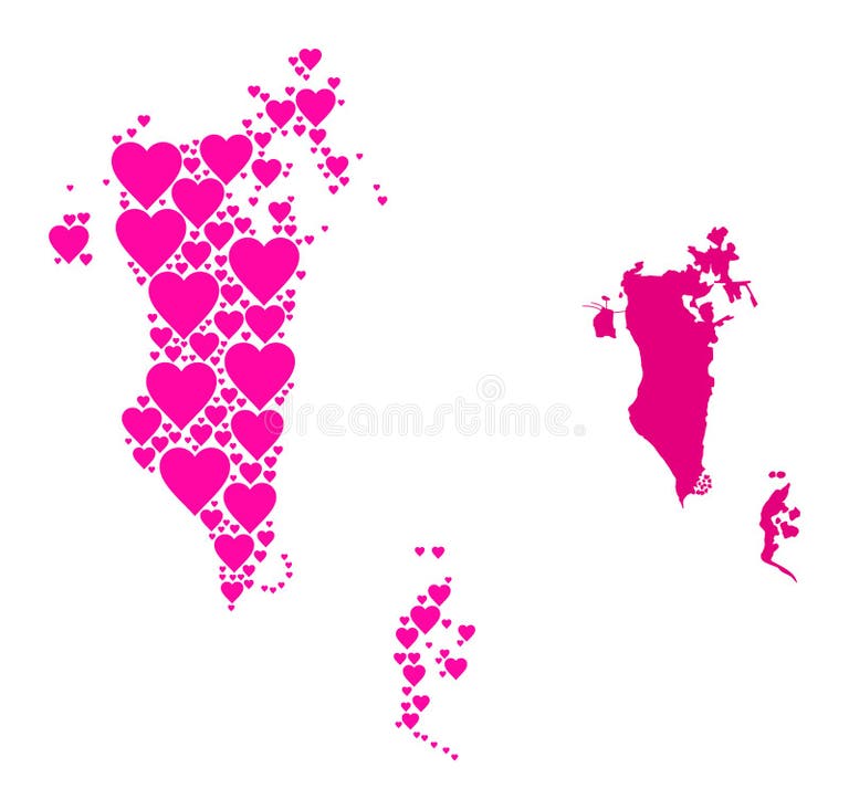 Pink Valentine Pattern Map of Bahrain Stock Vector - Illustration of ...