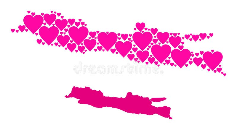 Pink Valentine Pattern Map of Java Island Stock Vector - Illustration ...