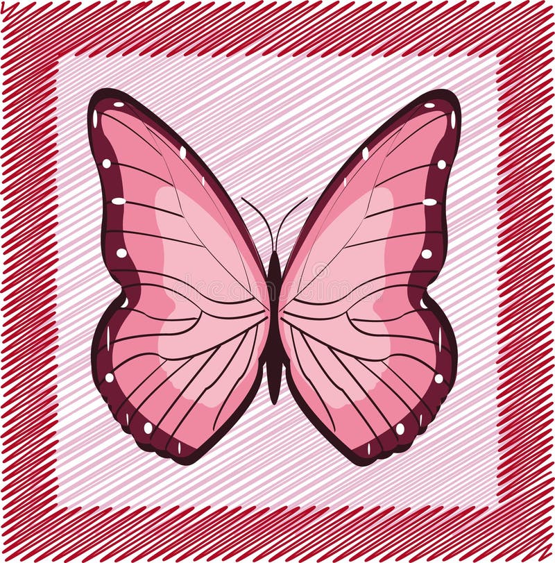 Pink vector butterfly stock vector. Illustration of card - 8358236