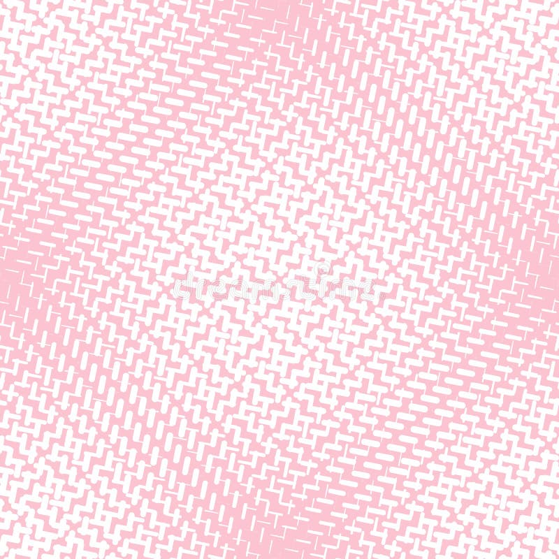 Pink Vector Geometric Halftone Seamless Pattern with Dash Lines, Mesh ...