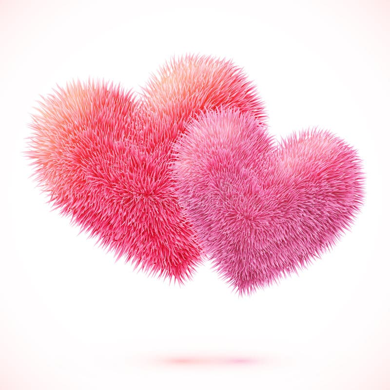 Pink Vector Isolated Fluffy Hearts Pair Stock Vector - Illustration of ...