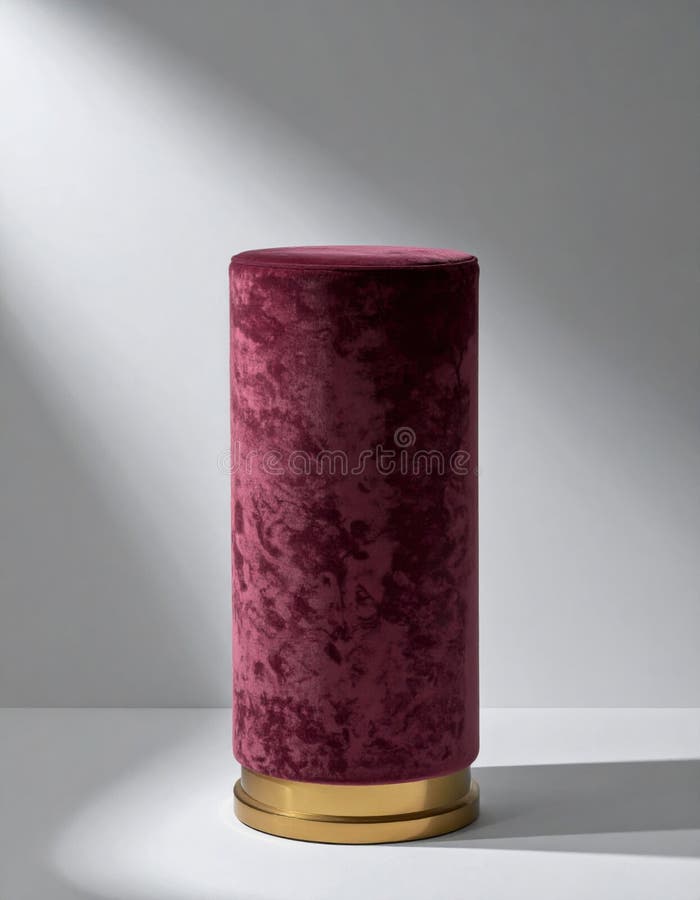 Pink Velvet Cylinder Stool with Gold Base Stock Illustration ...