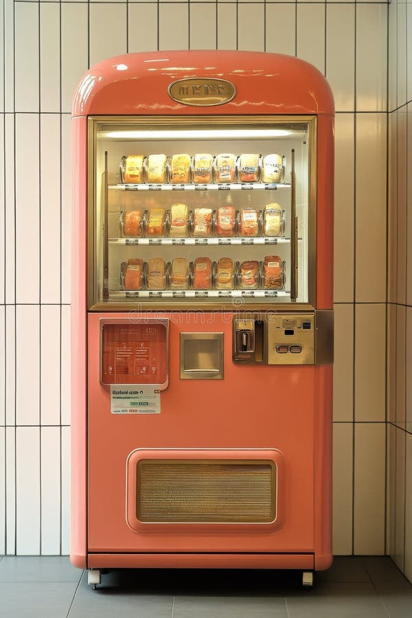 A Pink Vending Machine with a Gold Handle Stock Image - Image of ...