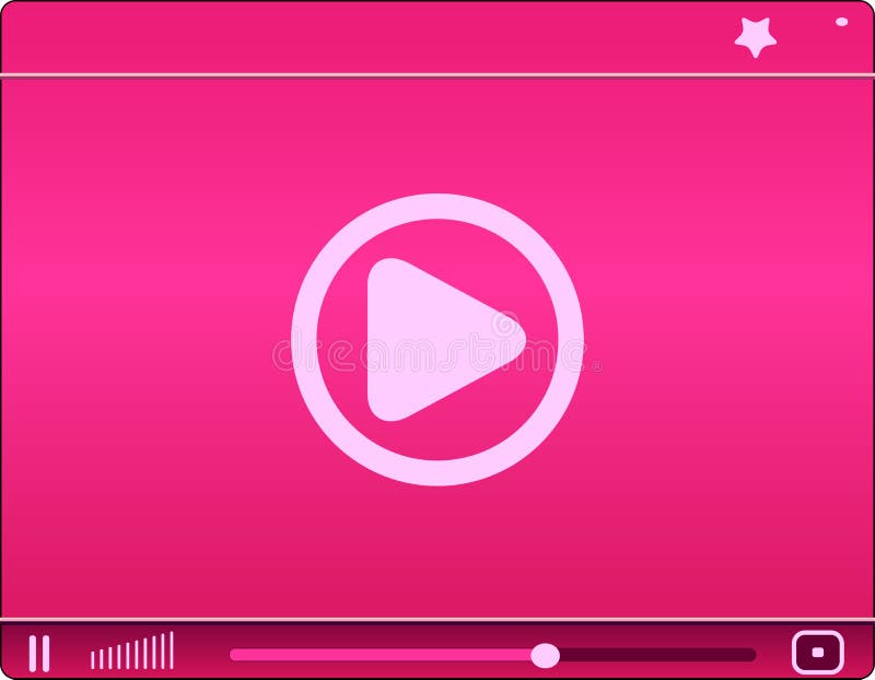 Pink video player. Icon stock vector. Illustration of load - 35515543