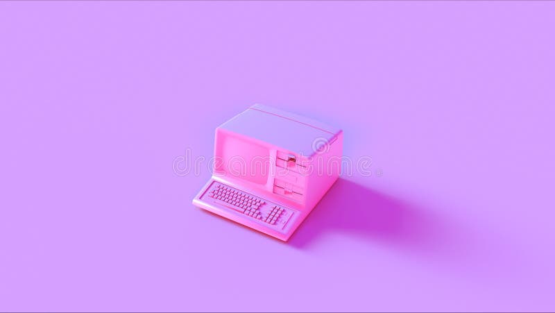 Pink Vintage Computer stock illustration. Illustration of golden ...