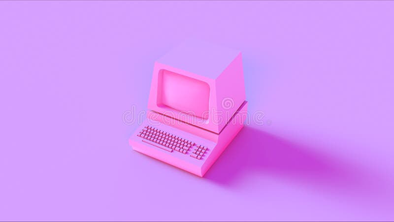 Pink Vintage Computer stock illustration. Illustration of equipment ...