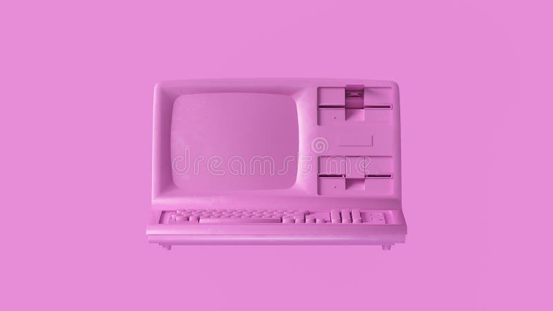 Pink Vintage Computer stock illustration. Illustration of isolated ...