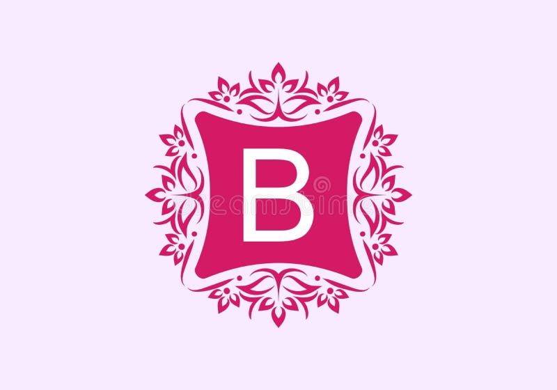 Pink Vintage Frame with B Initial Letter in the Middle Stock Vector ...