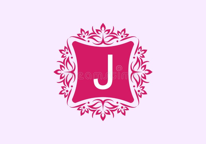 Pink Vintage Frame with J Initial Letter in the Middle Stock Vector ...