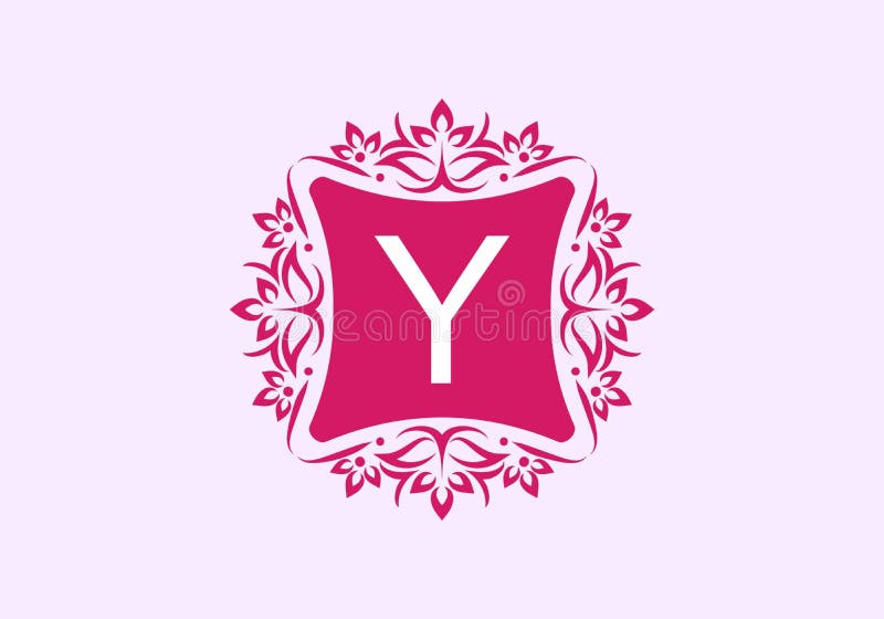 Pink Vintage Frame with Y Initial Letter in the Middle Stock Vector ...
