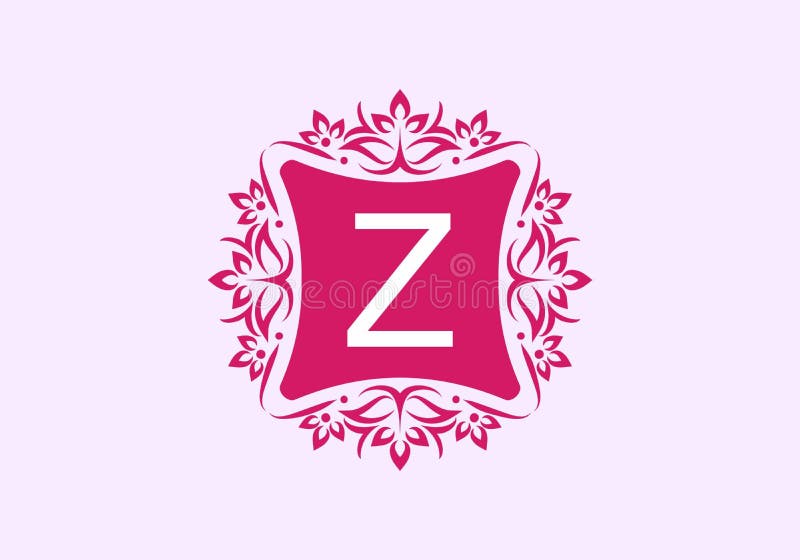 Pink Vintage Frame with Z Initial Letter in the Middle Stock Vector ...