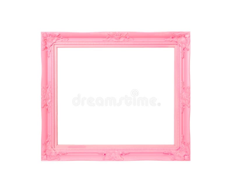 Pink Vintage Picture Frame on Blue Wood Background Stock Photo - Image ...