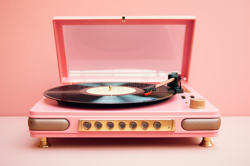 Pink Vintage Record Player, Pink Life Stock Illustration - Illustration ...